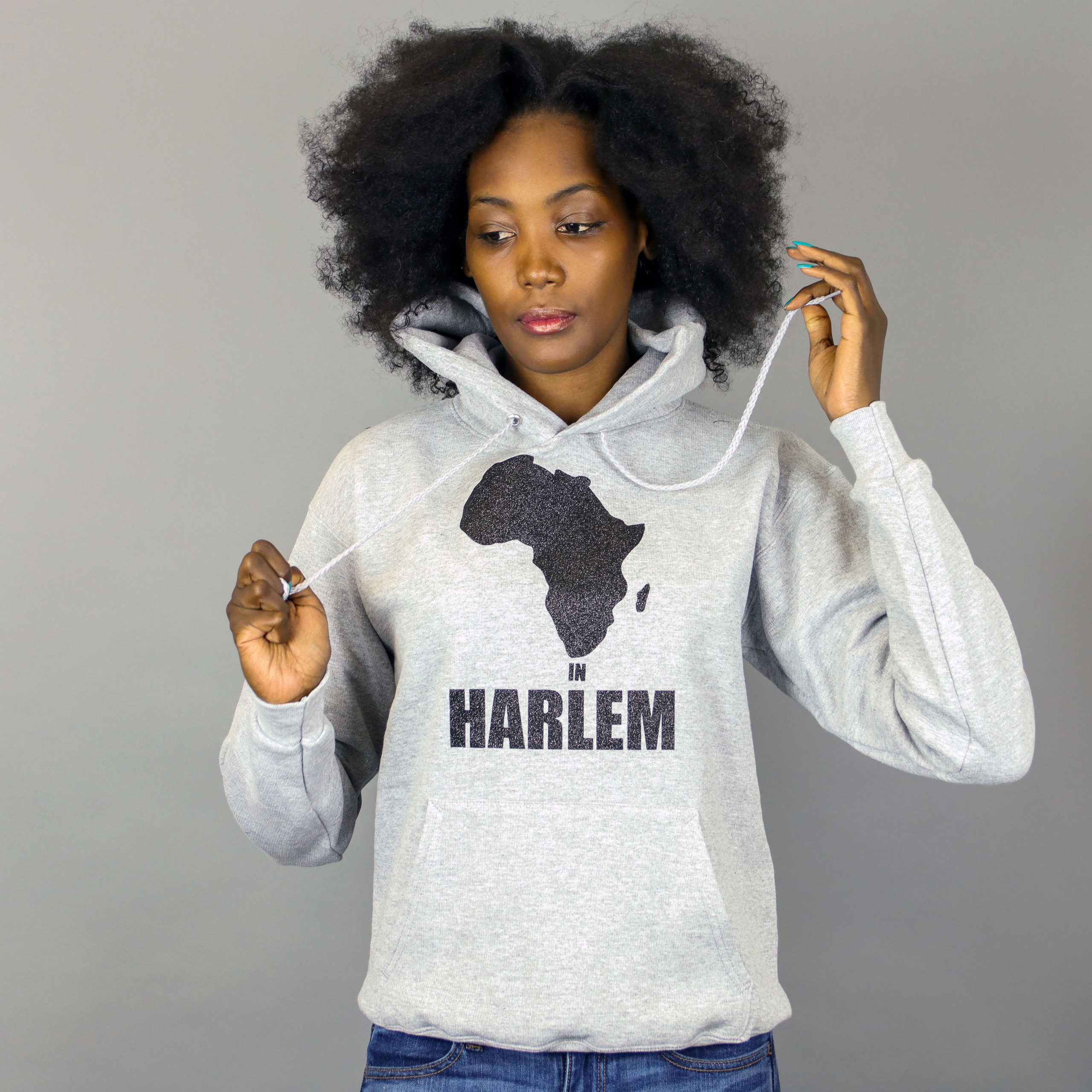 Unisex Africa in Harlem Hooded Sweatshirt Grey & Black - African ...